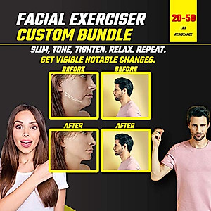 Jawzrsize Athletic Bundle Jaw Enhancer - Jaw, Face, and Neck Exerciser, Helps Reduce Stress and Cravings - Facial Exercise (Pop N Go & Custom Fit (Beg., Int., & Elite), Pink and Green)