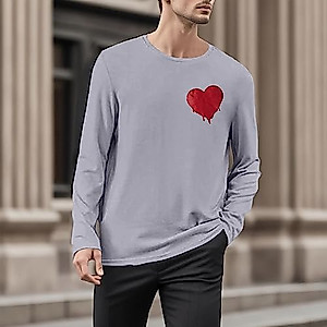 Fleece Jackets Fishing Shirts for Men Long Sleeve Male Plaid Round Neck Long Sleeve Slim Fit T Shirt Plus Size Solid Color Top Essentials Clothing Fear of god Grey