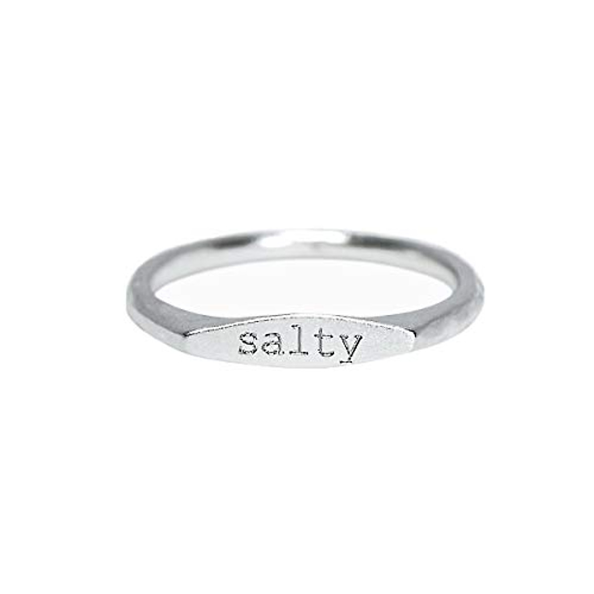 Pura Vida Salty Vibes Stackable Ring - .925 Sterling Silver Band, Brass Base - Size 6