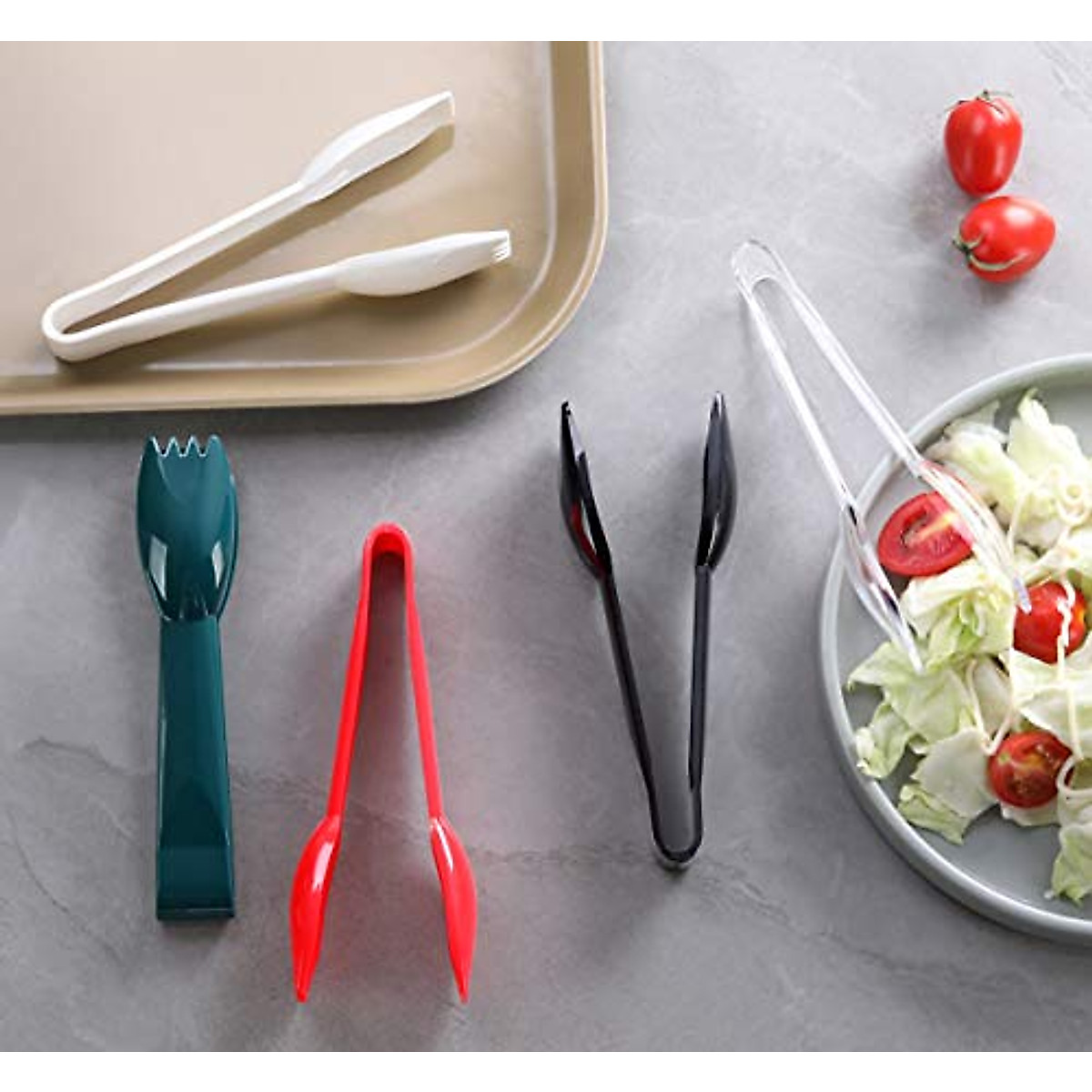 New Star Foodservice 42290 Utility Tong, High Heat Plastic, Straight Edge, 6 Inch, Set of 12, Black