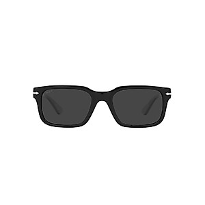 Persol PO3272S Rectangular Sunglasses, Black/Dark Grey Polarized, 53 mm