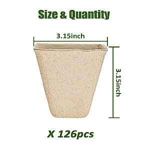YESIACE 126 Packs Square Peat Pots, 3.15 Inch Seed Starting Pots with Drainage Holes Square Nursery Pot,Biodegradable Eco-Friendly Round Plant Seed Starter Peat Pots Germination Seedling Trays