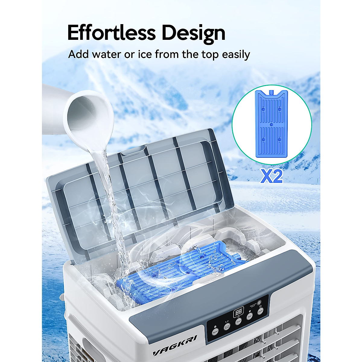 Evaporative Cooler, VAGKRI 2100CFM Air Cooler, 120°Oscillation Swamp Cooler with Remote Control, 24H Timer, 3 Wind Speeds for Outdoor Indoor Use,8 Gallon