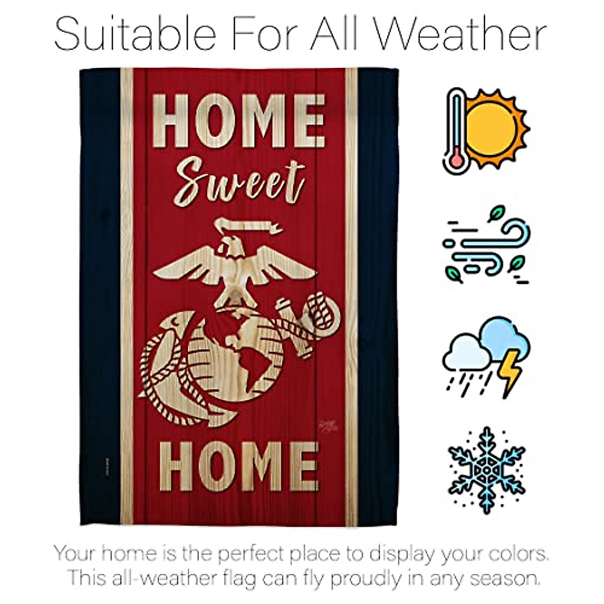 Home Sweet Marine Corps Garden Flag - Set Mailbox Hanger Armed Forces USMC Semper Fi United State American Military Veteran Retire Official - House Banner Small Yard Gift Double-Sided 13 X 18.5