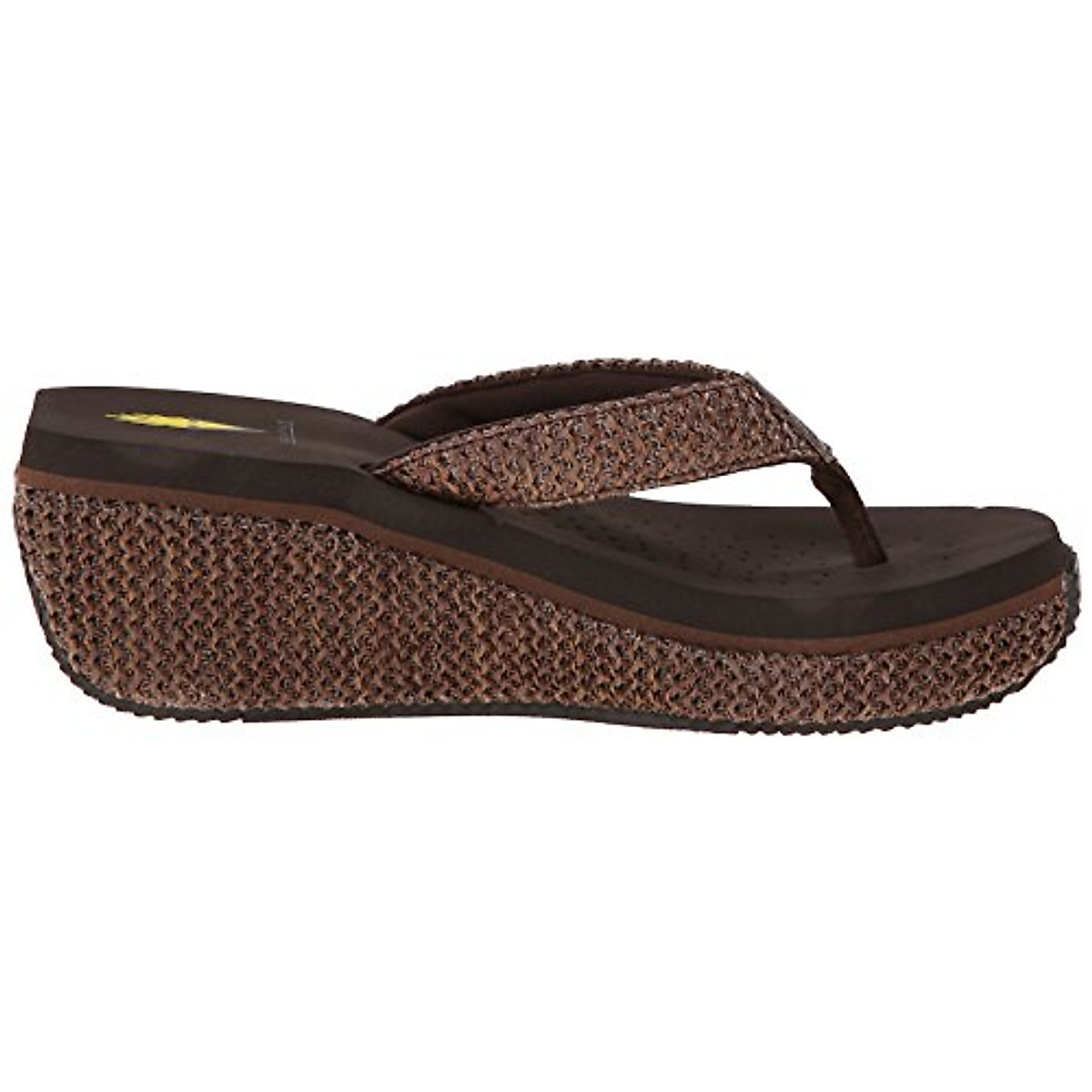 Volatile Womens Flip Flop Wedge Sandal, Brown, 9 B US