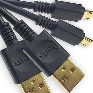 2x 1Ft Short Micro-USB to USB2.0 Fast Charging Cable Cord Compatible with Samsung Galaxy S7 S6 Edge Plus CDMA LTE, S4 i9190/i9192/I9195/i9195i, S3/S2/J7/J5/J3/J2/A7/A5/A3, Motorola Nexus6 Nexus7