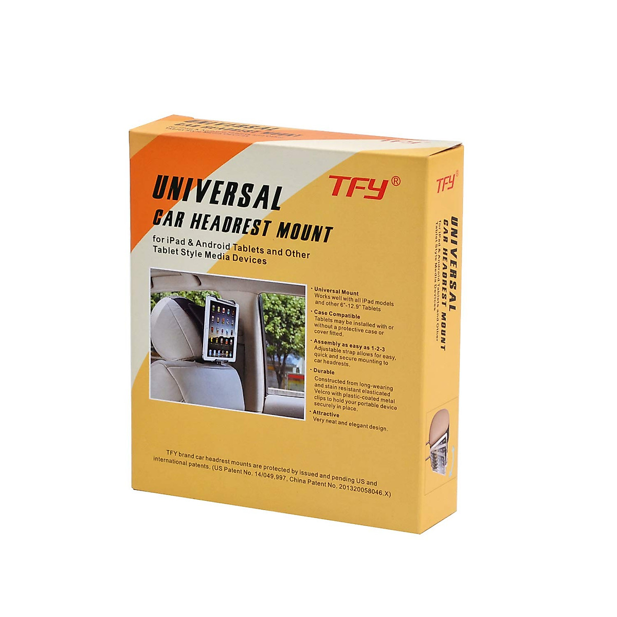 TFY Universal Car Headrest Mount Holder with Angle- Adjustable Holding Clamp for Tablets -Compatible with iPad 9th Gen - iPad Mini - iPad Air - iPad Pro - Samsung Galaxy Tab S8 - Tab A and More