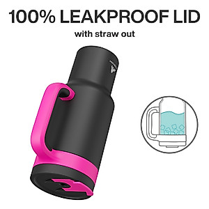 POWCAN 40 oz Tumbler with Handle, 2-in-1 Straw and Sip Lid, Leakproof, Dishwasher Safe, Insulated Stainless Steel Travel Coffee Mug, Keeps Cold for 34 Hours, Fits in Car Cup Holder (Berry)