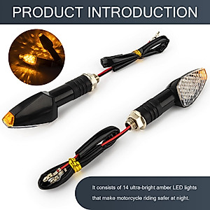 ZBGUN 4 PCS Motorcycle Modification Turn Signal Light with 14 LED Bulbs, 3.6In x 1.1In 12V Waterproof ABS Indicator Flowing Lamp, Universal Vehicle Running Light for SUV Truck (Yellow & Transparent)