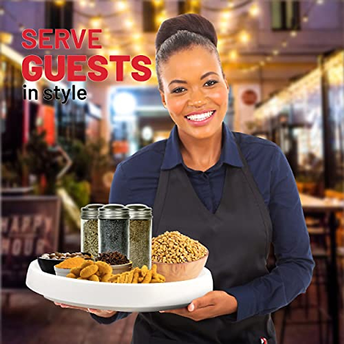 Lazy Susan Turntable 2 Pack, Non Skid Large Lazy Susan Turntable for Cabinet and Refrigerator, Plastic Rotating Turn Table, 10 Inch - by RamPro