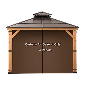 Garden Sunny10'x12' Replacement Gazebo Curtains for Outdoor Waterproof Privacy Sidewall,Universal Shade Curtains Set,Protecting Side Walls- 4-Panels (Only Curtains)-Brown (GSAW)