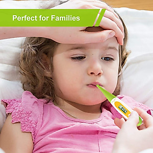 Digital Oral Thermometer for Adult and Kid, Easy@Home Accurate Fast Reading Body Temperature Thermometer for Oral and Underarm Measurement with Fever Alarm，EMT-021B-Green