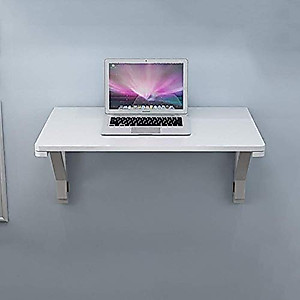 PIBM Stylish Simplicity Shelf Wall Mounted Floating Rack Table Laptop Stand Desk Foldable Solid Wood Multifunction Simple Restaurant Bedroom Living Room,8 Sizes, White ,