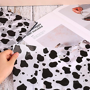 50 Sheets Cow Print Tissue Paper, 14 x 20 inch Gift Wrapping Paper, Cow Print Wrapping Paper for Gift Bags, Black and White Spots Print Tissue Paper for Cow Party Gift Packing DIY Decoration