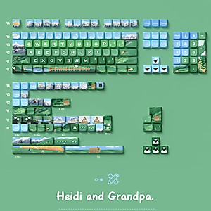 daixiahu Snow Mountain Ranc Theme keycaps 158 Key PBT keycaps MDA Custom keycap Set is Suitable for 61/87/104/108 Cherry MX Switch and Other Mechanical Keyboards (Snow Mountain Ranch)