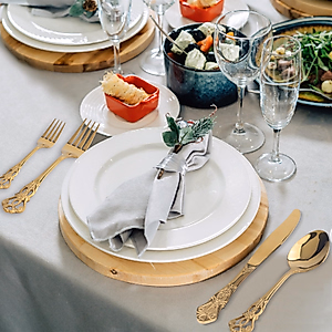 Retro Royal Gold Silverware Set With Gift Box For 8 Cutlery Set Utensils Stainless Steel Flatware 40 Pieces MIKIWAY Kitchen Tableware Set For Gifts Festive, Dishwasher Safe, Mirror Polishing