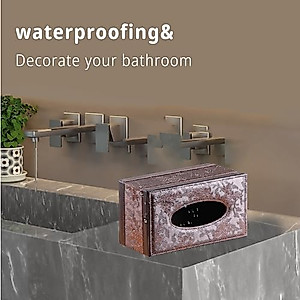 Leather Tissue Box Cover Retro Rectangular Facial Tissue Box Holder, Modern Napkin Storage Caddy with Magnetic Bottom, Pumping Paper Dispenser Case for House Bathroom Office Car Living Room