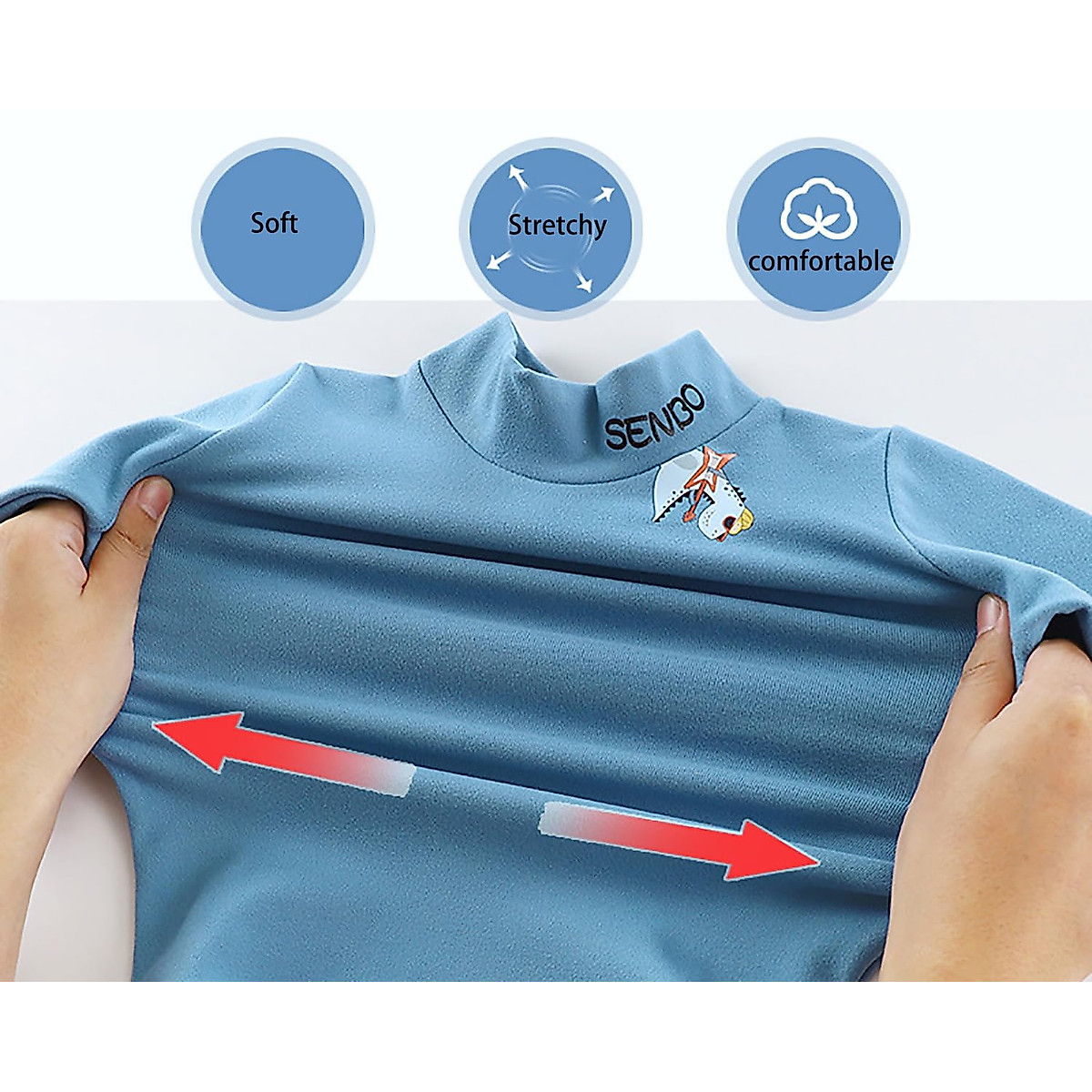 Boys Girls Thermal T-Shirt Half Collar Underwear 2-Pack Basic Soft Tops Unisex Warm Undershirts Tees Black+White 9-10Years