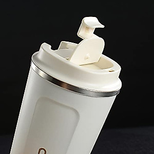 HiKupa Insulated Travel Mug with Lid, 510ml Leakproof Stainless Steel Tumbler, BPA Free, Double Walled Vacuum Coffee Mug, Thermal Cup for Hot and Cold Drinks (17oz, Pink)