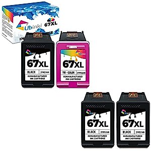 3X Capacity 67XL Ink Cartridge Black Color Combo Replacement for HP Ink 67 XL HP67 HP67XL 2700 2700e 2752 2752e 2742e 2755e 4100 4100e 4152e 4155e Envy 6000 6055e 6055 6400 6458 6458e 6455e Printer
