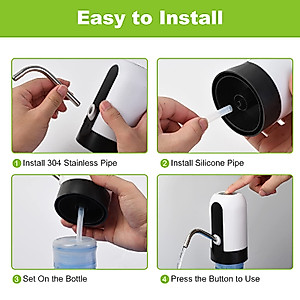 Calogy 5 Gallon Water Dispenser, Electric Drinking Water Pump with Rechargeable, Portable Automatic Water Bottle Pump for Camping Kitchen Home Office - White