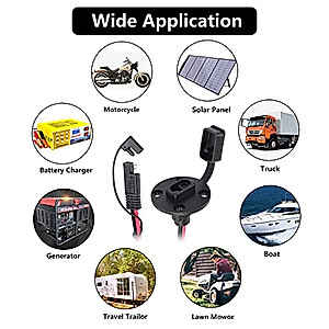 CERRXIAN 30cm 12AWG SAE to SAE Socket Sidewall Port Panel Mount Solar Cable, SAE Quick Connect Harness Cable(4-Pack)