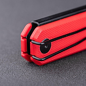 Real Steel Perix Crossbar Lock Camping Knife 3.5'' Nitro-V Drop Point Blade, G10 Handle (Black PVD/Red G10 Handle)