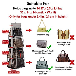 Lirex Handbag Hanging Purse Organizer for Closet, 8 Pocket Handbag Storage Organizer Hanger Oxford Cloth Closet Organizer for Family Closet Bedroom, Foldable and Universal Fit, Blue