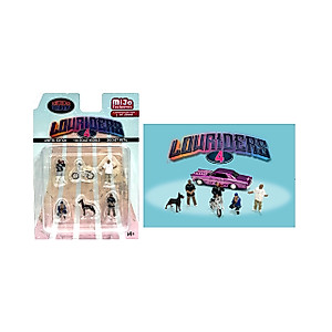 Lowriders 4" - American Diorama 1:64 Metal Figures Set AD-76506 (4 Figures+1 Bike+1 Dog)