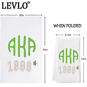 LEVLO Sorority Kitchen Towel Sorority Sisters Gift Pink and Green Sorority Tea Towels Sorority Housewarming Gift (A K Sorority Towel)