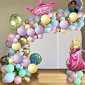 Princess Balloons Arch Garland Kit - 111pcs Princess Birthday Party Decorations With Princess Foil Balloons for Girl Birthday Party Supplies