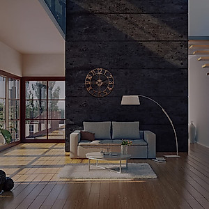 UMEXUS Outdoor Indoor Retro Wall Clock Waterproof, 18 Inch Metal Cut Out Large Decorative Silent Non Ticking Wall Clock for Living Room, Patio, Garden, Office, Home Decor (Copper)