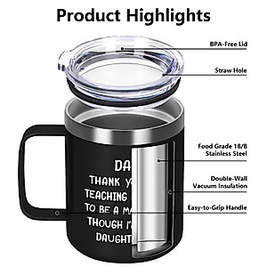 GINGPROUS Papa Bear Insulated Travel Mug, Father's Day Gifts for Papa Grandpa Dad Father New Dad to Be from Daughter Son, Birthday Christmas Present,12 Oz Stainless Steel Insulated Coffee Mug, Black