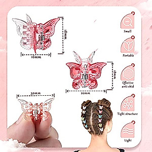 100 Butterfly Hair Accessories for Women - Mini Clips with Box, 90s Retro Style (Clear Color)