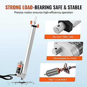 VEVOR Linear Actuator 12V, 12 Inch 0.55"/s High Speed Linear Actuator, 220lbs/1000N Linear Motion Actuator with Mounting Bracket & IP54 Protection