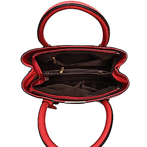 Covelin Women's Top-handle Cross Body Handbag Middle Size Purse Durable Leather Tote Bag Wine red