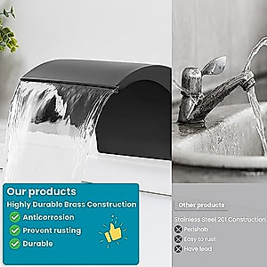 gotonovo Matte Black 8 Inch Waterfall Widespread Bathroom Sink Faucet 3 Holes Deck Mounted 8-16 Inch Double Handles Commercial with Pop Up Drain