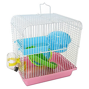 YML Dwarf Hamster Mice Travel Cage with Accessories, Pink