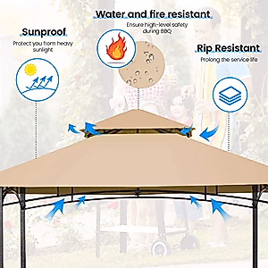 Grill Gazebo, 8ft x 5ft Outdoor Grill Gazebo Canopy, BBQ Canopy Gazebo Tent for Patio,Barbecue(Beige)