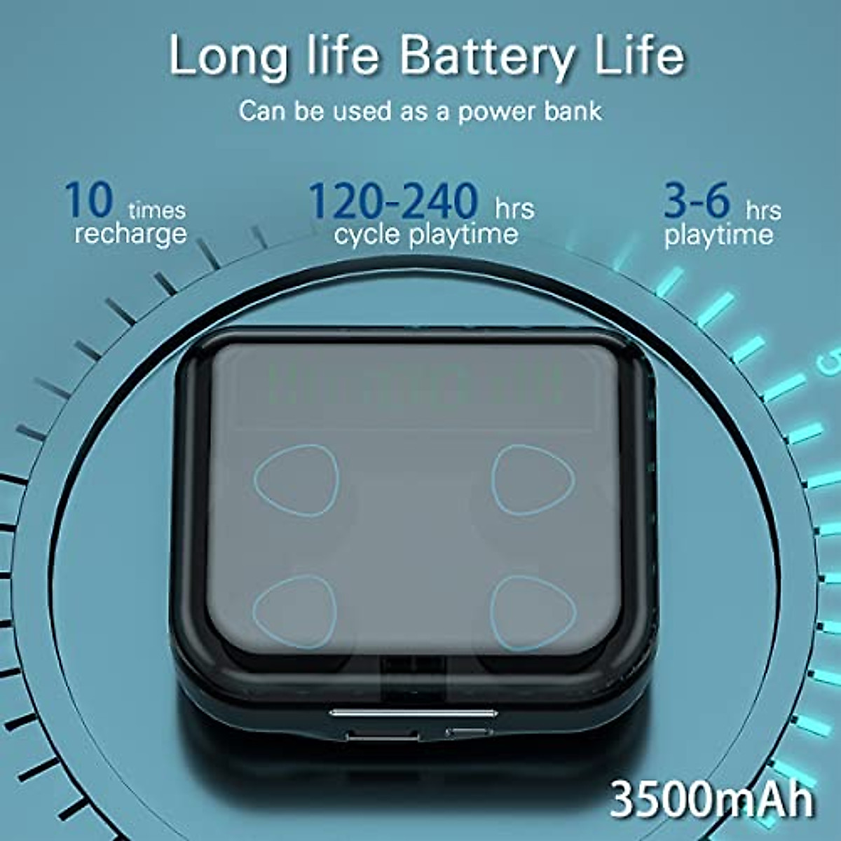 MYCIEMDIX Wireless Earbuds Bluetooth TWS 3500mAh Charging Box IPX7 Waterproof Stereo 240H Playtime Touch Control Headphones in Ear with Mic LED Power Display Earphones for Android iPhone (2 Sets)