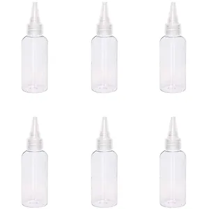 lasenersm 6 Pieces Plastic Squeeze Bottles 50ml Small Squeeze Bottles Plastic Bottles Applicator Mini Empty Squirt Bottle with Top Cap for Paint Art Craft Liquids Lotion Glue, Transparent