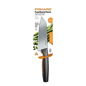 Fiskars Chef's Knife, Small, Functional Form, Total Length: 24 cm, Japanese Stainless Steel/Plastic, 1057541