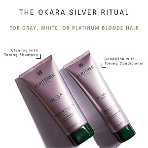 Rene Furterer OKARA SILVER Toning Conditioner, Purple Conditioner for Blonde, White, Grey, Silver, Pastel Hair, 5 fl oz