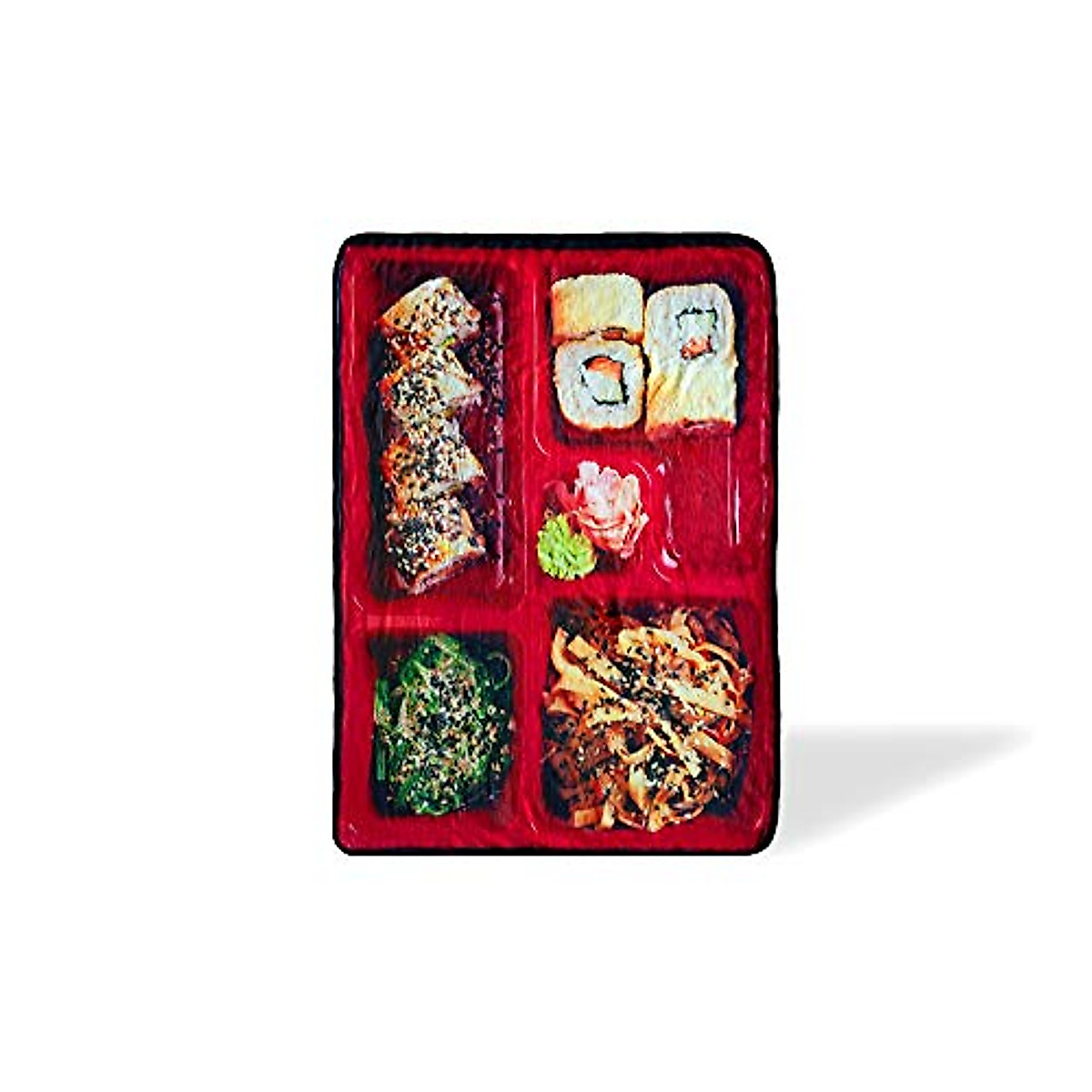 JUST FUNKY Japanese Bento Box Large Fleece Throw Blanket | Decorative Throw Blanket Features Detailed Images of Food | Collectible Japanese Culture Throw Blanket | Measures 60 x 45 Inches