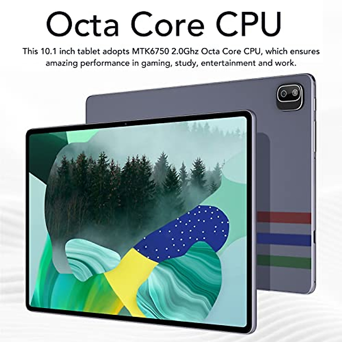 VINGVO 4G LTE Tablet, 5G WiFi 6GB RAM 128GB ROM US Plug 100‑240V 10.1 Inch IPS 6000mAh Battery Reading Tablet (US Plug)