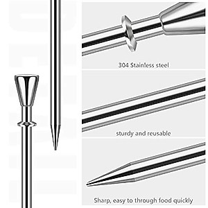 Cocktail Picks Stick, 20Pcs Cocktail Toothpicks, Stainless Steel Martini Olive Picks for Bar Barbecue Fruit, Bloody Mary Drink Sticks