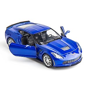 RMZ City 1:36 Compatible for Diecasting Alloy Car Model Chevrolet Corvette Toy Car, Pull Back Vehicles Toy Car for Toddlers Kids Boys Girls Gift Blue