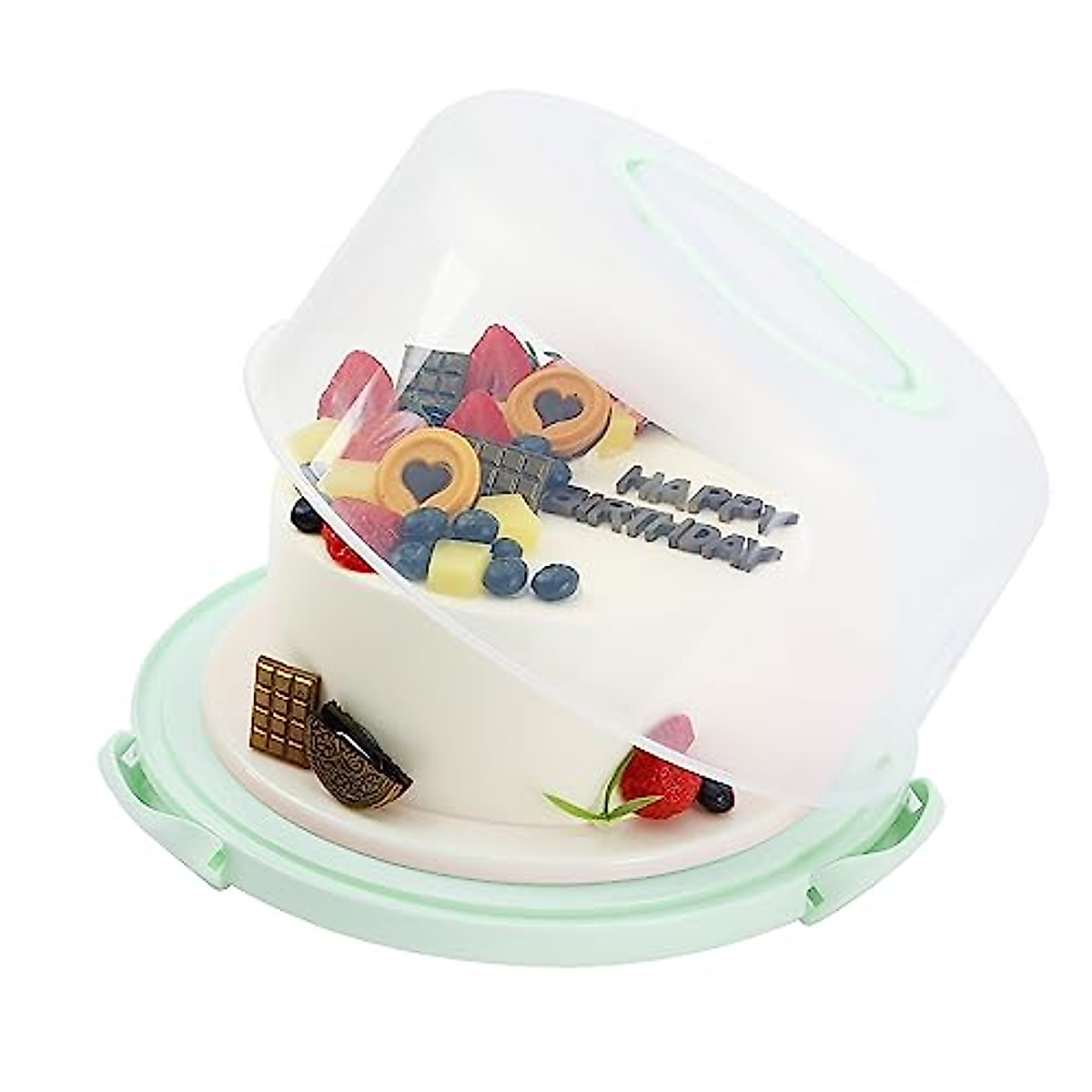DZ CLAN Cake Carrier, Cake Container Plastic Cover Lid, Cake Carrier with Lid and Handle, Set of 2(10+8inch)