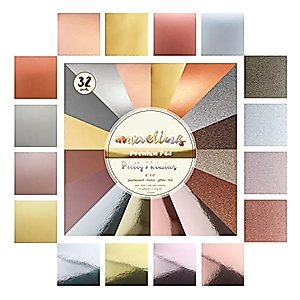 Livholic 32 Sheets Heavyweight Metallic Cardstock Thick Card Stock Glitter Foil Shimmer Mirror Assorted DecorativeCraft Paper 92lb Cover 6X6 Inch for Party Favor Decor, Cardmaking…