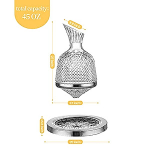 paysky spinning wine decanter, 45 oz crystal rotating wine decanter with gift box, for wedding gift, birthday, banquet, supper